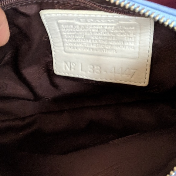 Coach | Bags | Authentic Coach Purse Small Light Blue White Leath ...